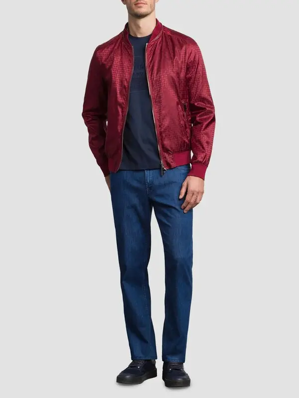 Stefano Ricci Jacquard And Lambskin Leather Blouson Jacket - Ruby Red