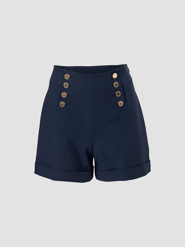 Carolina Herrera Cabana High-rise Wide-leg Shorts - Midnight