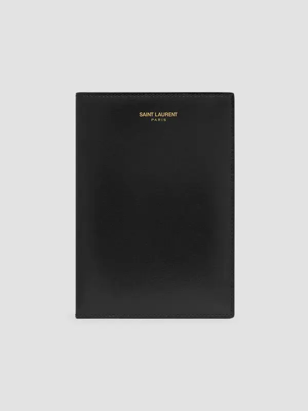 Saint Laurent Paris Passport Holder In Lacquered Leather