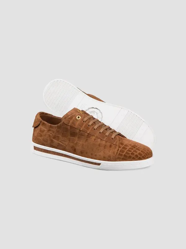 Stefano Ricci Nubuck Crocodile Leather Sneakers - Brown