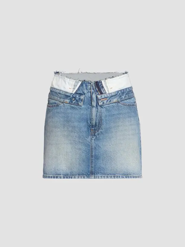 MAISON MARGIELA Layered-waist Denim Mini Skirt - Blue