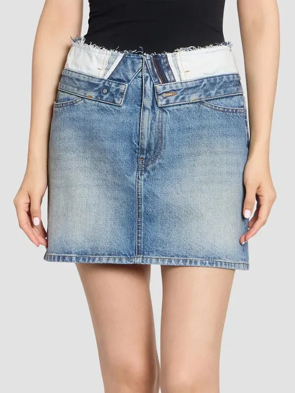 MAISON MARGIELA Layered-waist Denim Mini Skirt