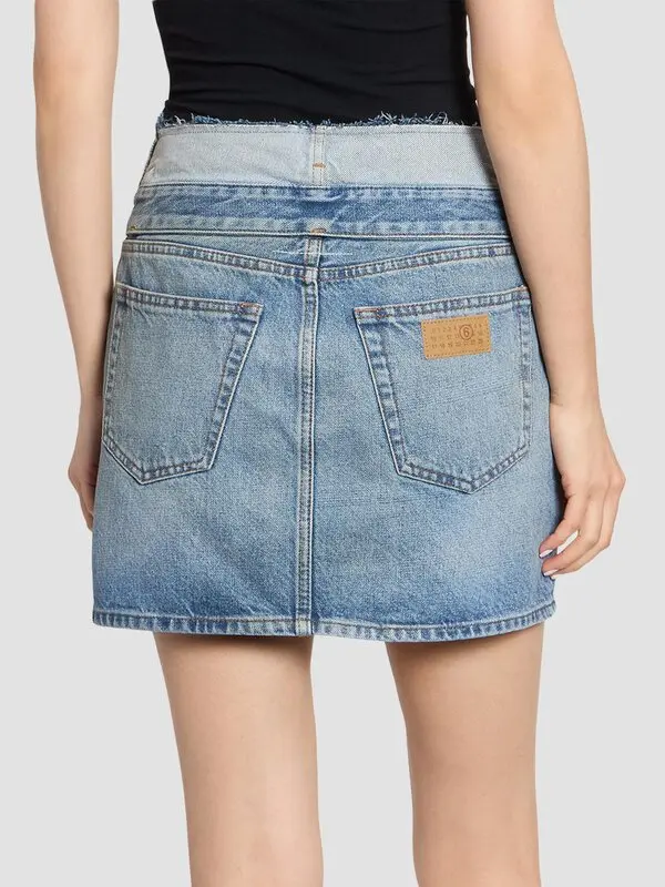 MAISON MARGIELA Layered-waist Denim Mini Skirt