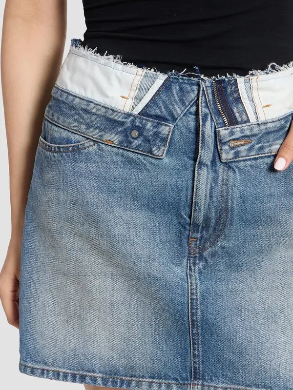 MAISON MARGIELA Layered-waist Denim Mini Skirt