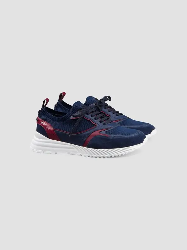 Stefano Ricci Matted Crocodile And Suede Sneakers - Blue