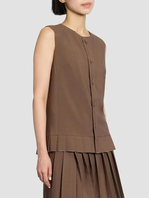 MAISON MARGIELA Pleated Wool-blend Tunic Top - Brown
