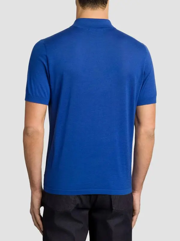 Stefano Ricci Knit Zipper Polo - Blue