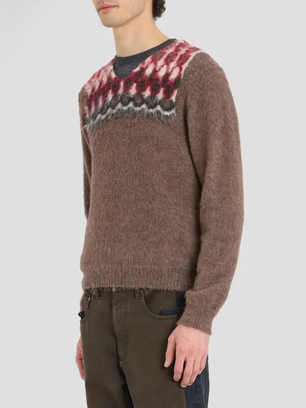 MAISON MARGIELA Fair Isle-inspired Wool-alpaca V-neck Sweater