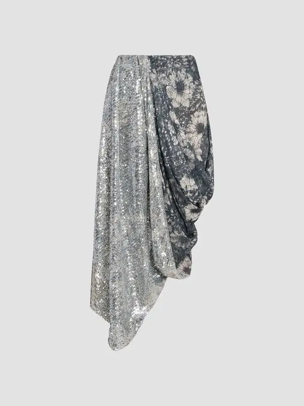 MAISON MARGIELA Sequin Floral Draped Midi-skirt