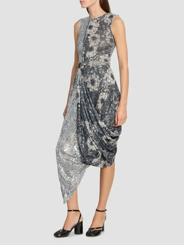 MAISON MARGIELA Sequin Floral Draped Midi-skirt
