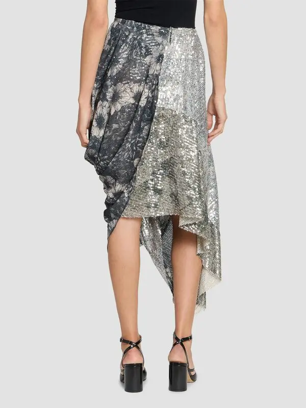 MAISON MARGIELA Sequin Floral Draped Midi-skirt