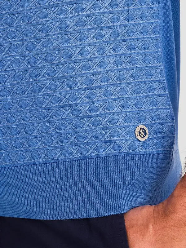 Stefano Ricci Geometric Textured Silk-cotton Quarter-zip Polo Shirt