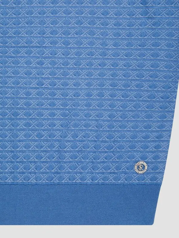 Stefano Ricci Geometric Textured Silk-cotton Quarter-zip Polo Shirt