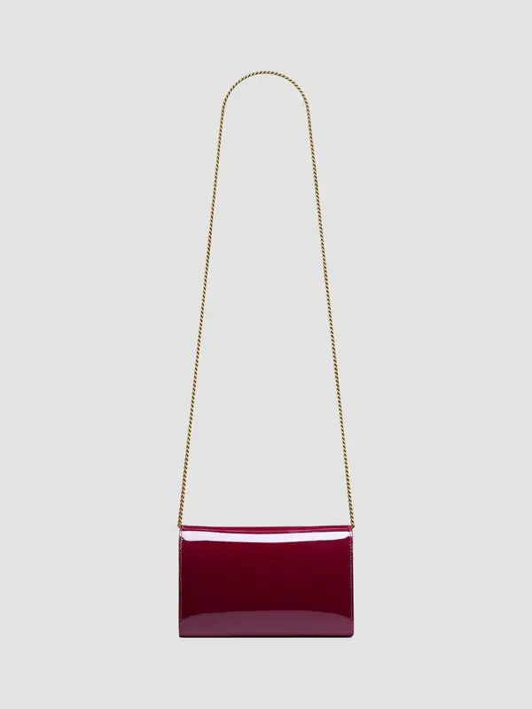 Saint Laurent Uptown Chain Wallet In Patent Leather