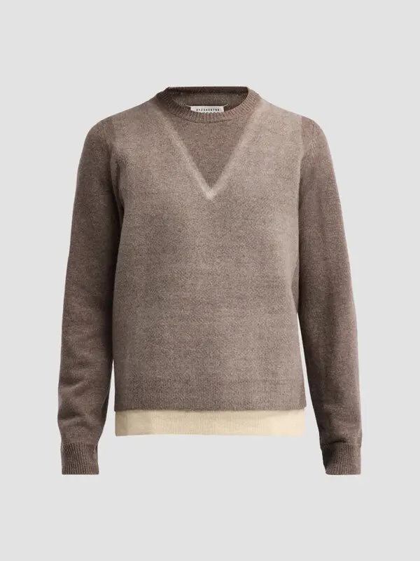 MAISON MARGIELA Fused Knit Crewneck Sweater - Mud Ecru