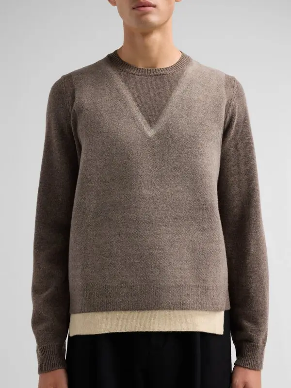 MAISON MARGIELA Fused Knit Crewneck Sweater - Mud Ecru