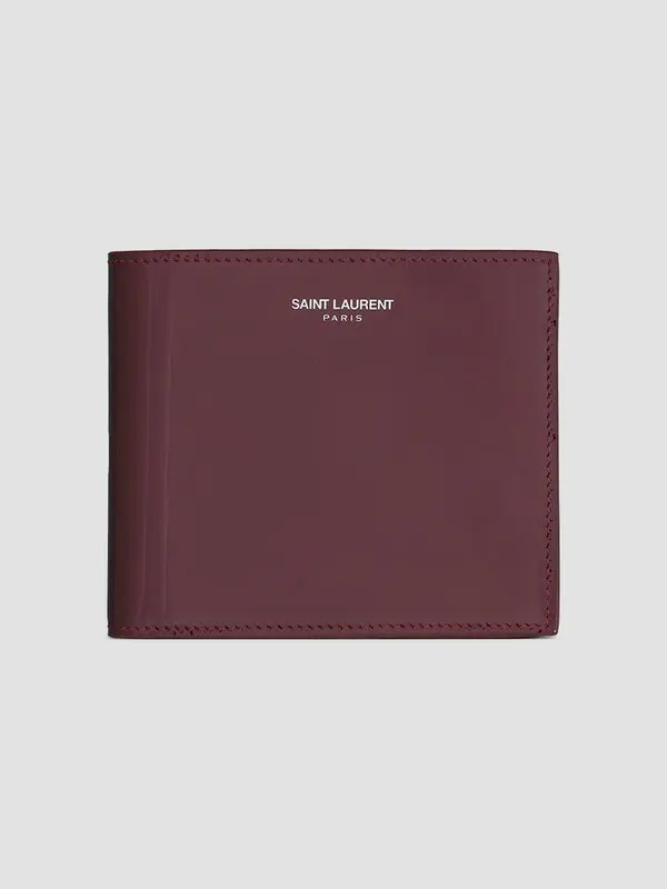 Saint Laurent East-west Wallet In Patent Leather - Bordeaux