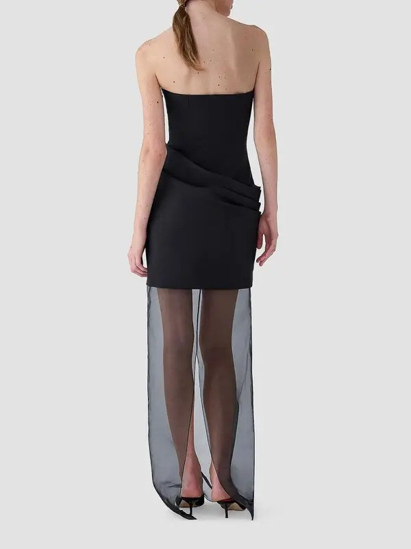 Carolina Herrera Rose Silk Sheer Hem Gown