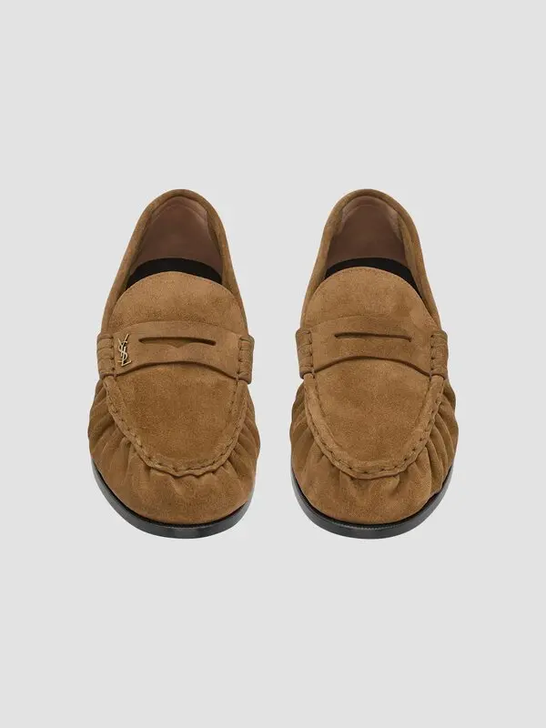 Saint Laurent Le Loafer Penny Slippers In Suede