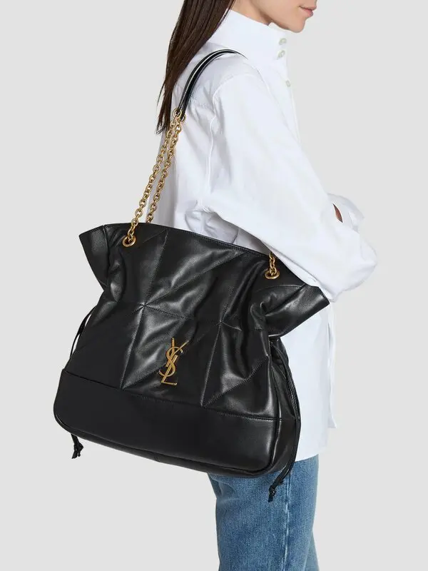 Saint Laurent Jamie Shopping Tote Bag In Lambskin - Black