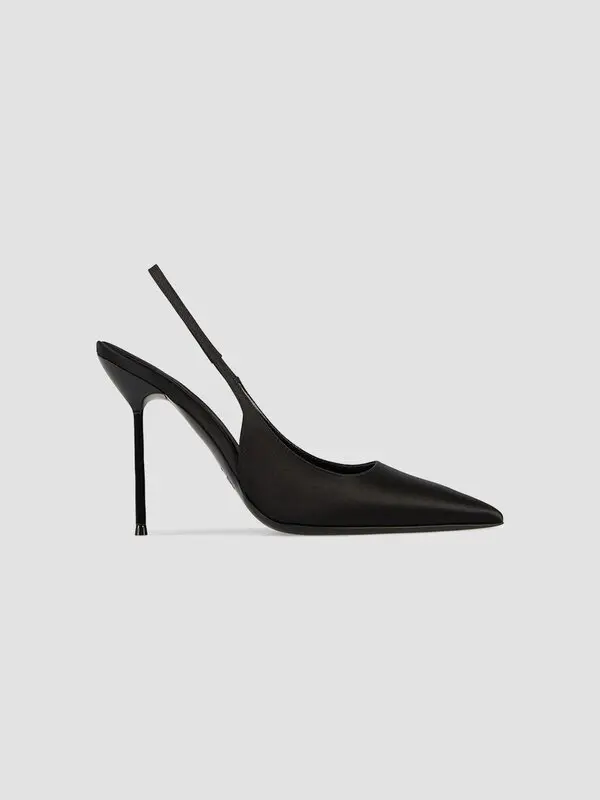 Paris Texas Lidia 105mm Satin Slingback Pumps - Black