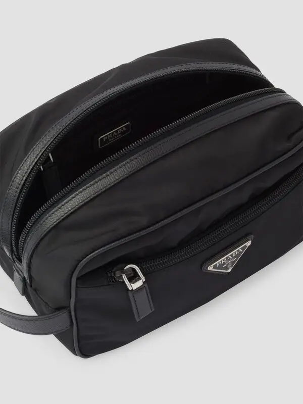 Prada Nylon And Saffiano Leather Travel Pouch