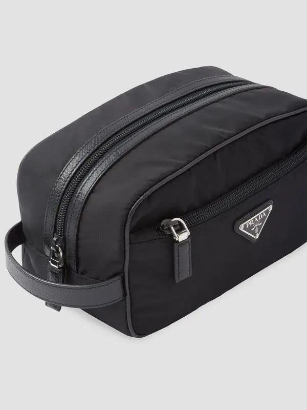 Prada Nylon And Saffiano Leather Travel Pouch