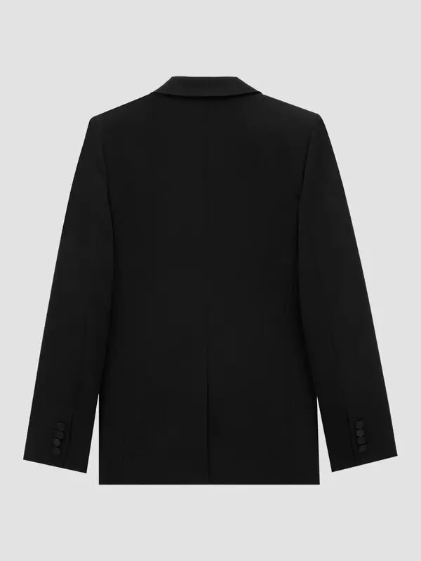 Saint Laurent Double-breasted Tuxedo Jacket In Grain De Poudre