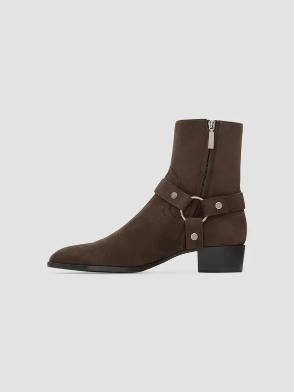 Saint Laurent Wyatt Harness Boots In Suede