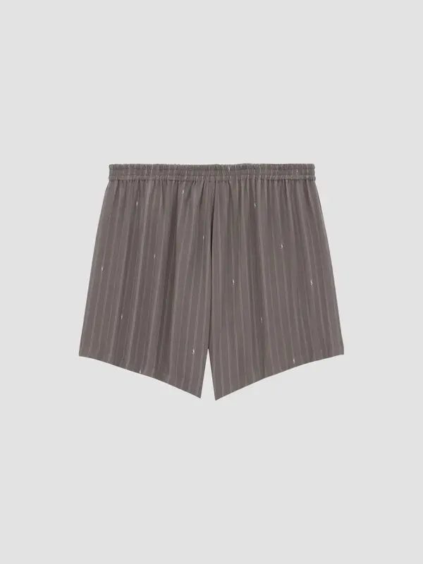Saint Laurent Cassandre Shorts In Striped Silk Crepe De Chine