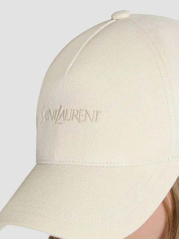 Saint Laurent Cap In Corduroy - Ivory