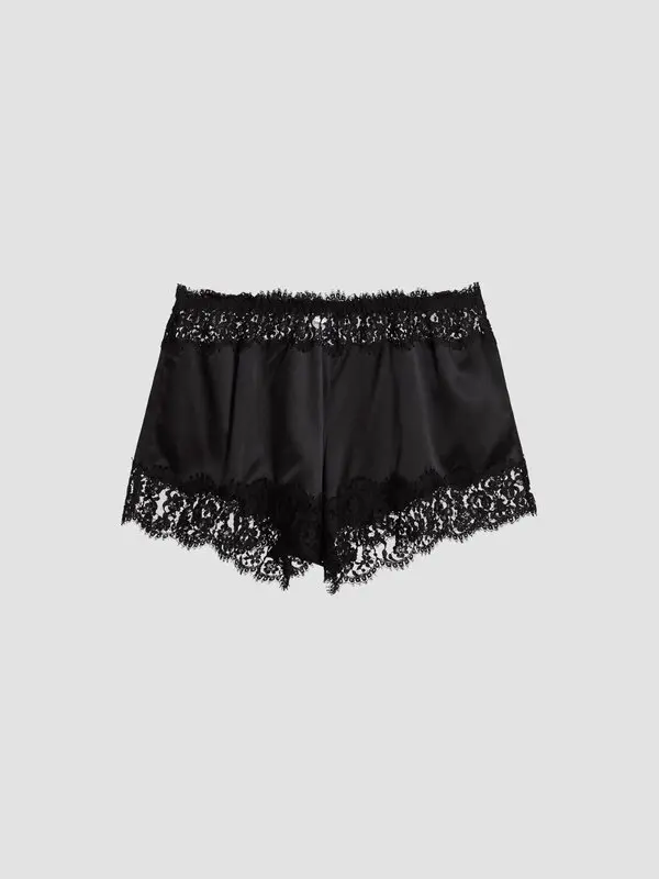 Dolce & Gabbana Lace-trim Silk Slip Shorts