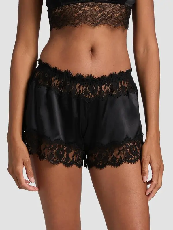 Dolce & Gabbana Lace-trim Silk Slip Shorts