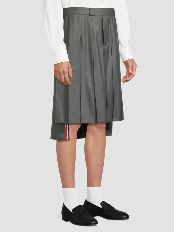 Thom Browne Pleated Wool Twill Skirt