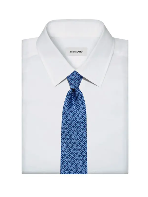FERRAGAMO Trofeo Silk Tie - Navy