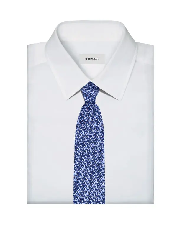 FERRAGAMO Varenne Silk Tie - Navy