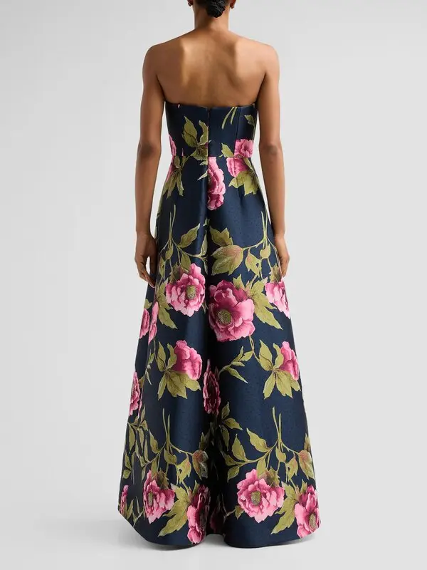 Carolina Herrera Floral Strapless A-line Gown
