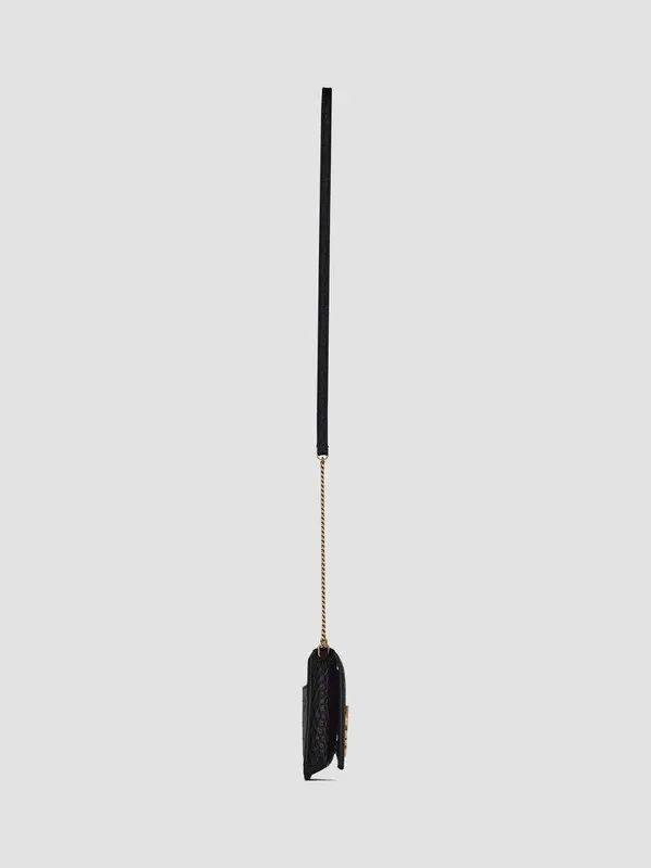Saint Laurent Cassandre Phone Holder In Shiny Crocodile-embossed Leather