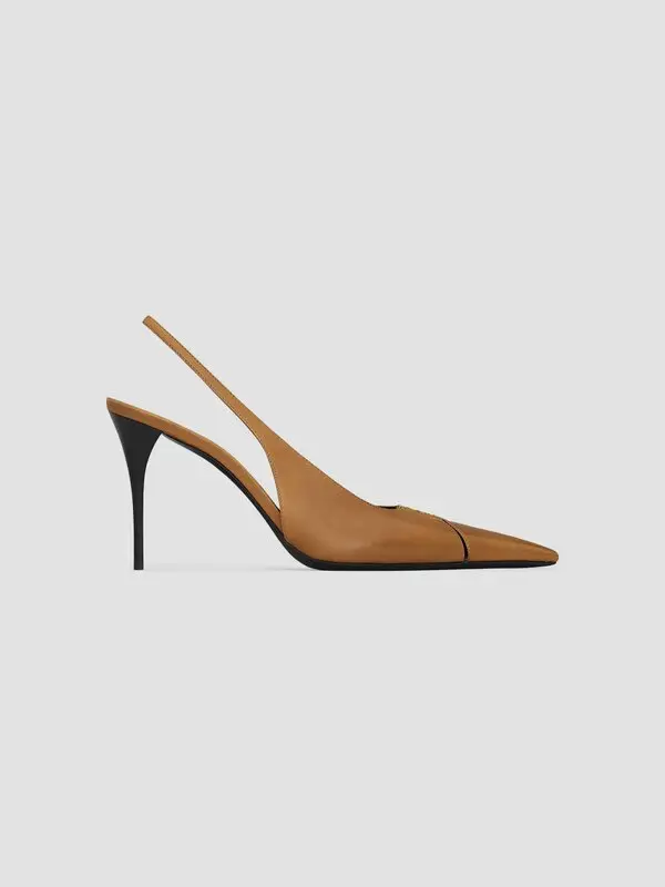 Saint Laurent Babylone Breteuil Slingback Pumps - Macadamia