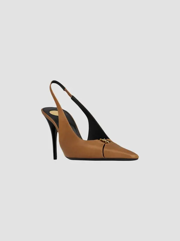 Saint Laurent Babylone Breteuil Slingback Pumps - Macadamia