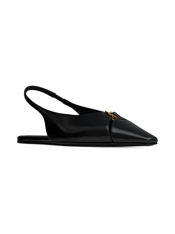 Saint Laurent Babylone Slingback Flats In Smooth Leather