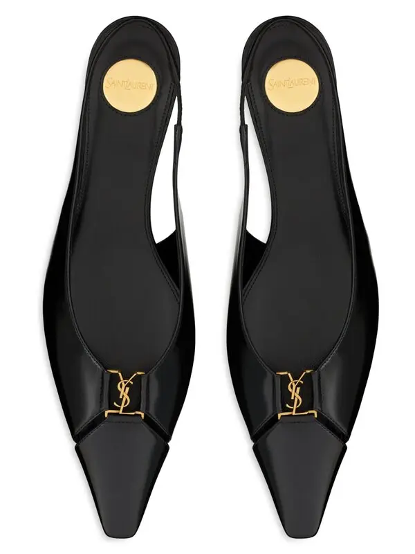 Saint Laurent Babylone Slingback Flats In Smooth Leather