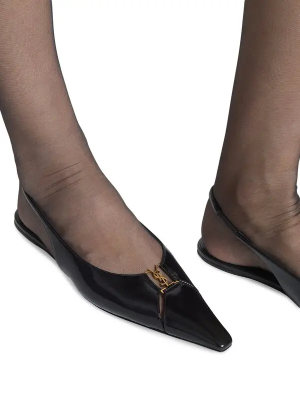 Saint Laurent Babylone Slingback Flats In Smooth Leather