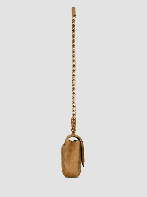 Saint Laurent College Crossbody Bag In Quilted Suede