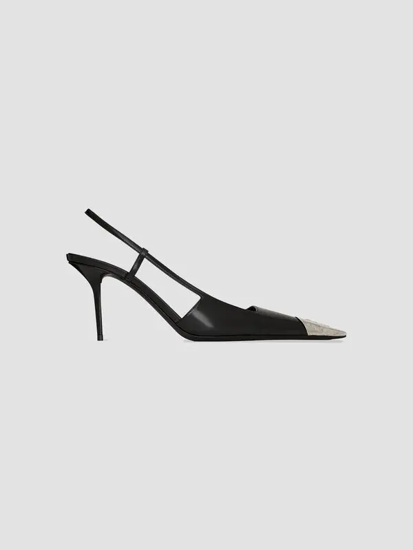 Saint Laurent Jeanne Slingback Pumps In Glazed Leather