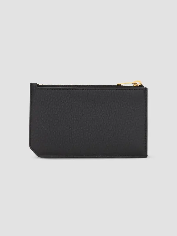 Saint Laurent Tiny Cassandre Fragts Zip Card Case In Grained Leather