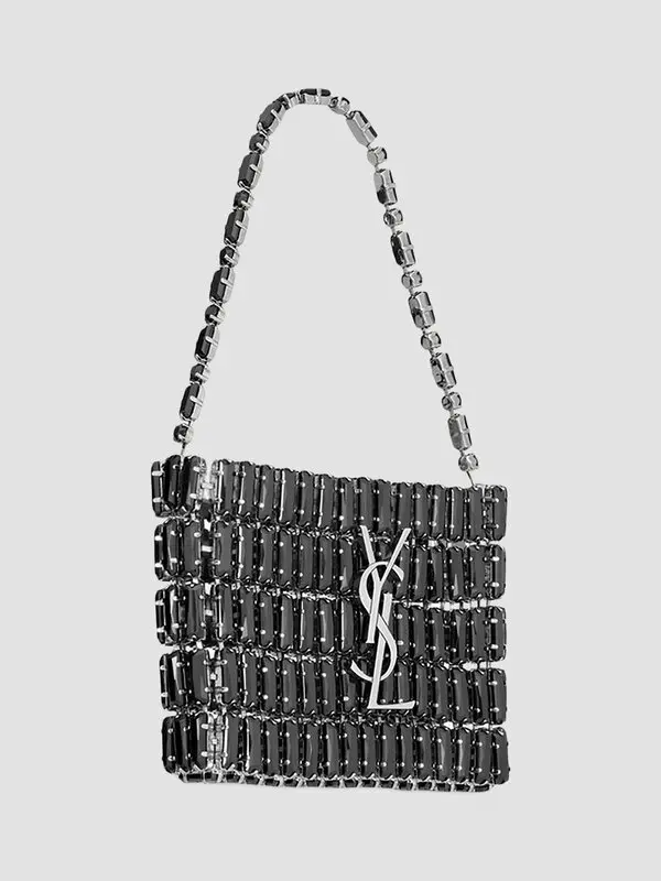 Saint Laurent Micro Evening Top Handle Bag In Crystals - Black