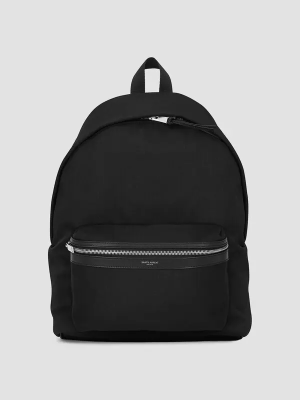 Saint Laurent City Backpack In Canvas, Nylon And Leather