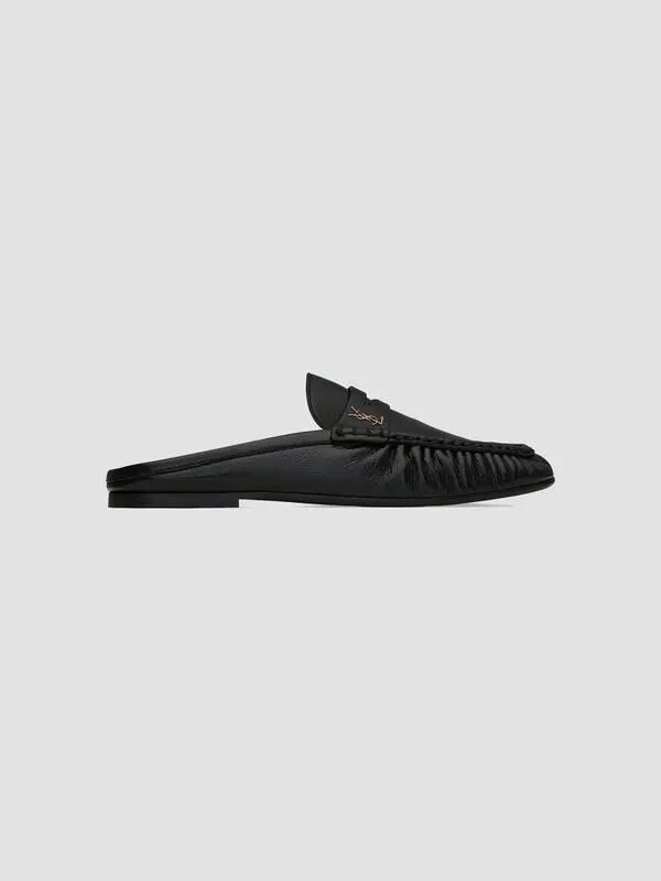 Saint Laurent Le Loafer Mules In Shiny Creased Leather