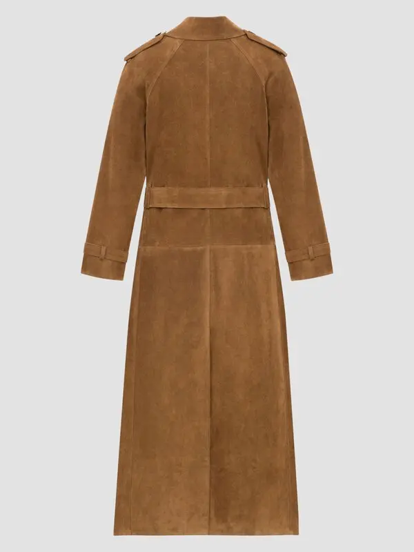 Saint Laurent Trench Coat In Suede